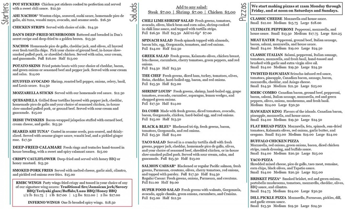 Menu: Rattlesnake Mountain Brewing Co.